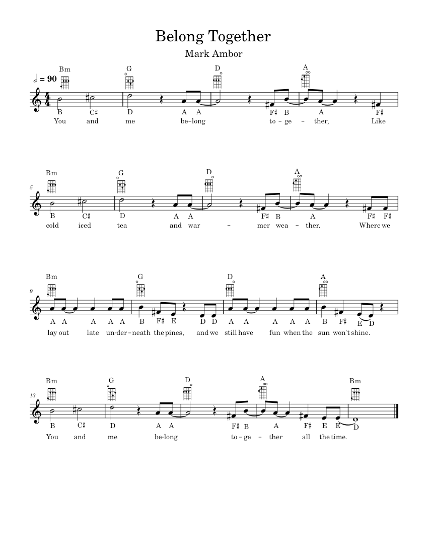 Belong Together – Mark Arbor Sheet Music for Voice (other) (Solo) | MuseScore.com