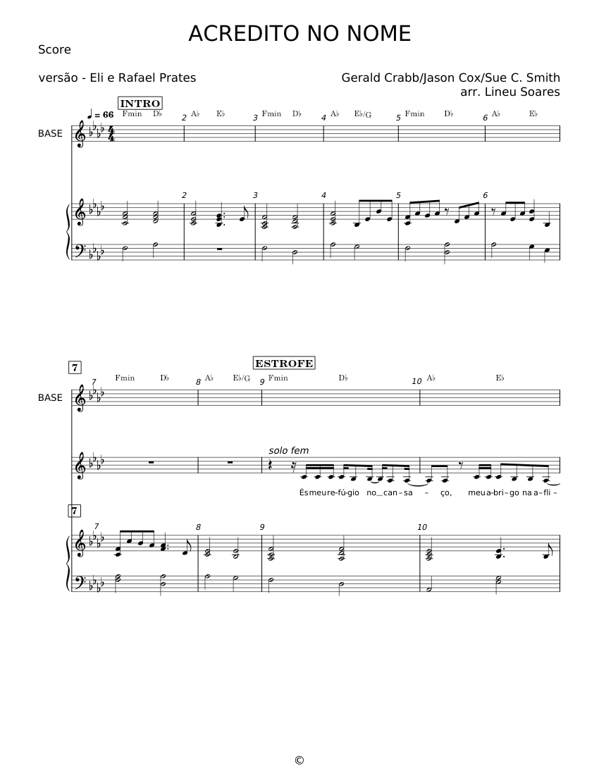 Acredito No Nome - Gerald Crabb, The Crabb Family Sheet music for Piano ...