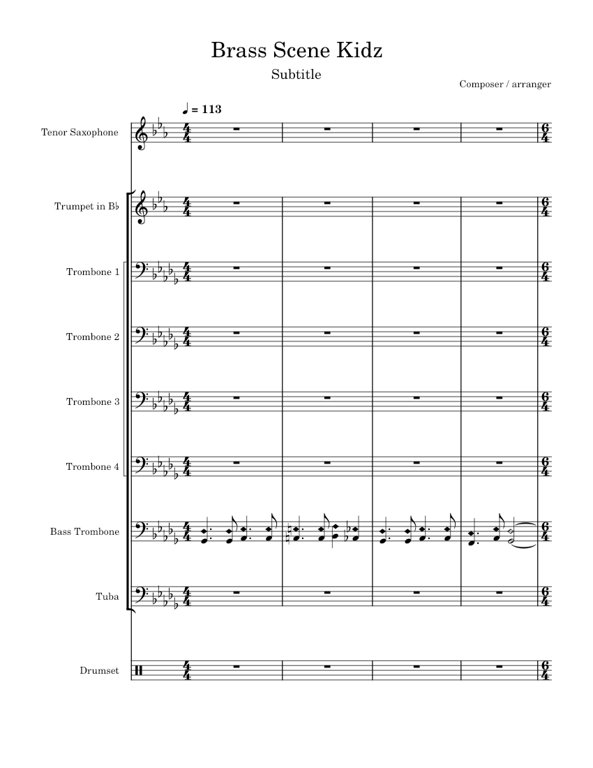 Brass Scene Kidz Sheet music for Trombone, Tuba, Saxophone tenor, Drum ...