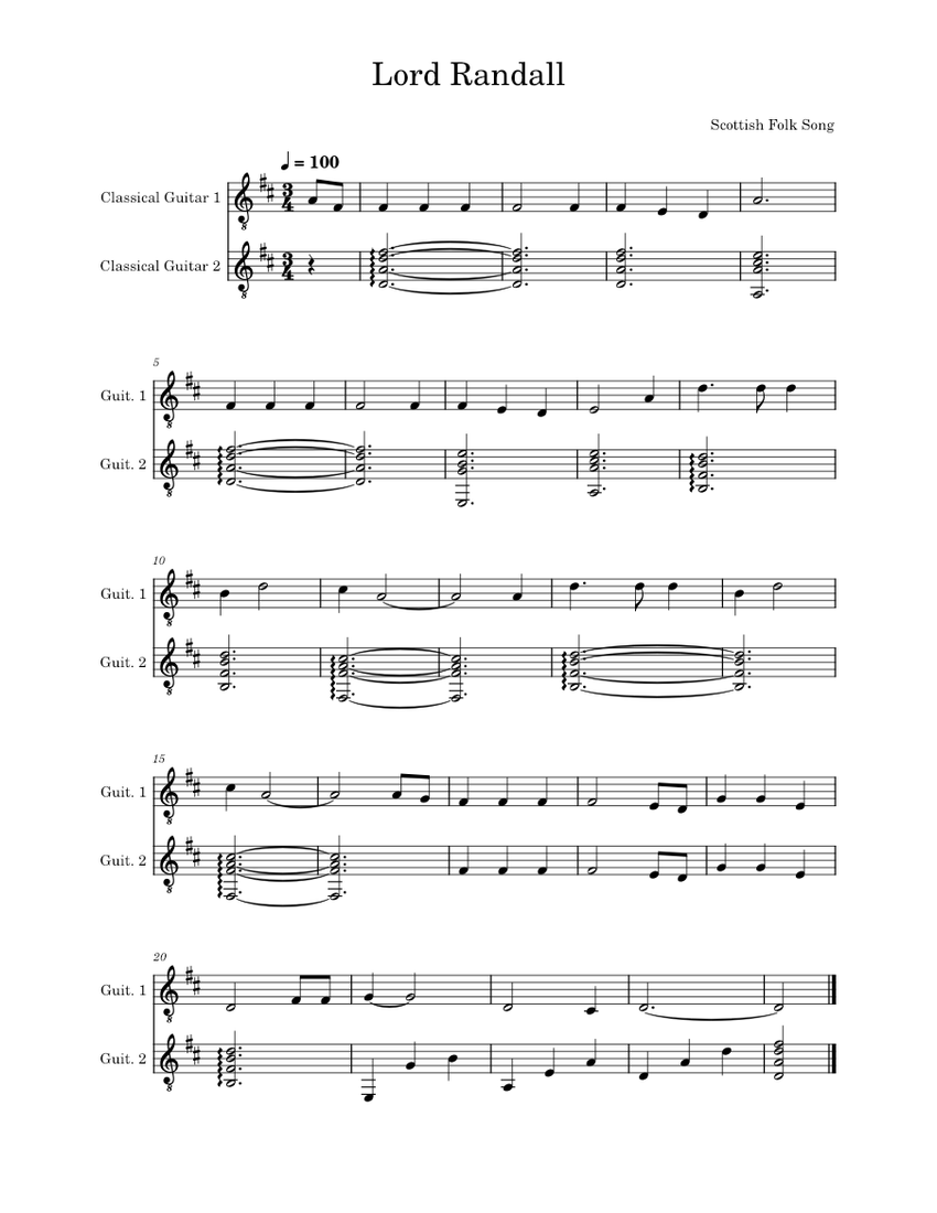 LORD RONALD, OR LORD RANDALL. – Misc tunes Sheet music for Guitar ...