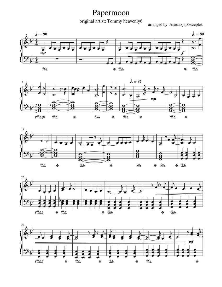 Papermoon (piano ver.) Sheet music for Piano (Solo) | Musescore.com