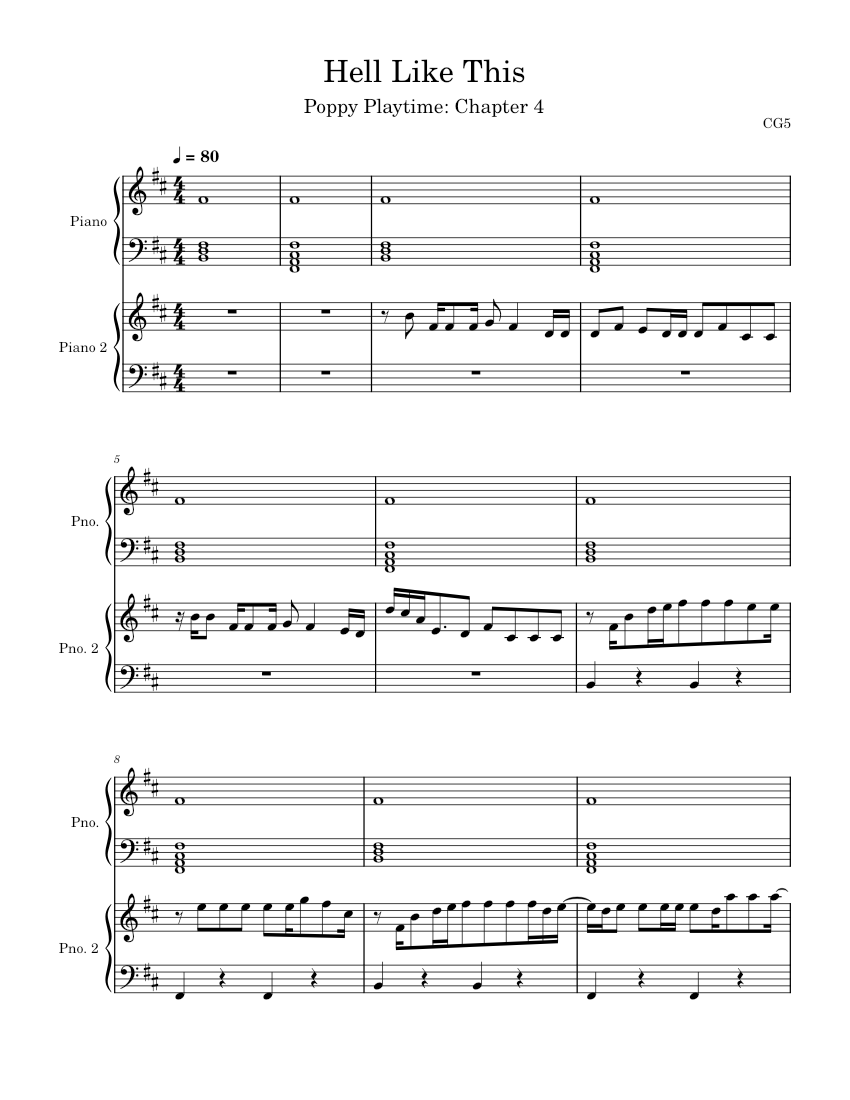 Hell Like This - CG5 Sheet Music for Piano (Piano Duo) | MuseScore.com