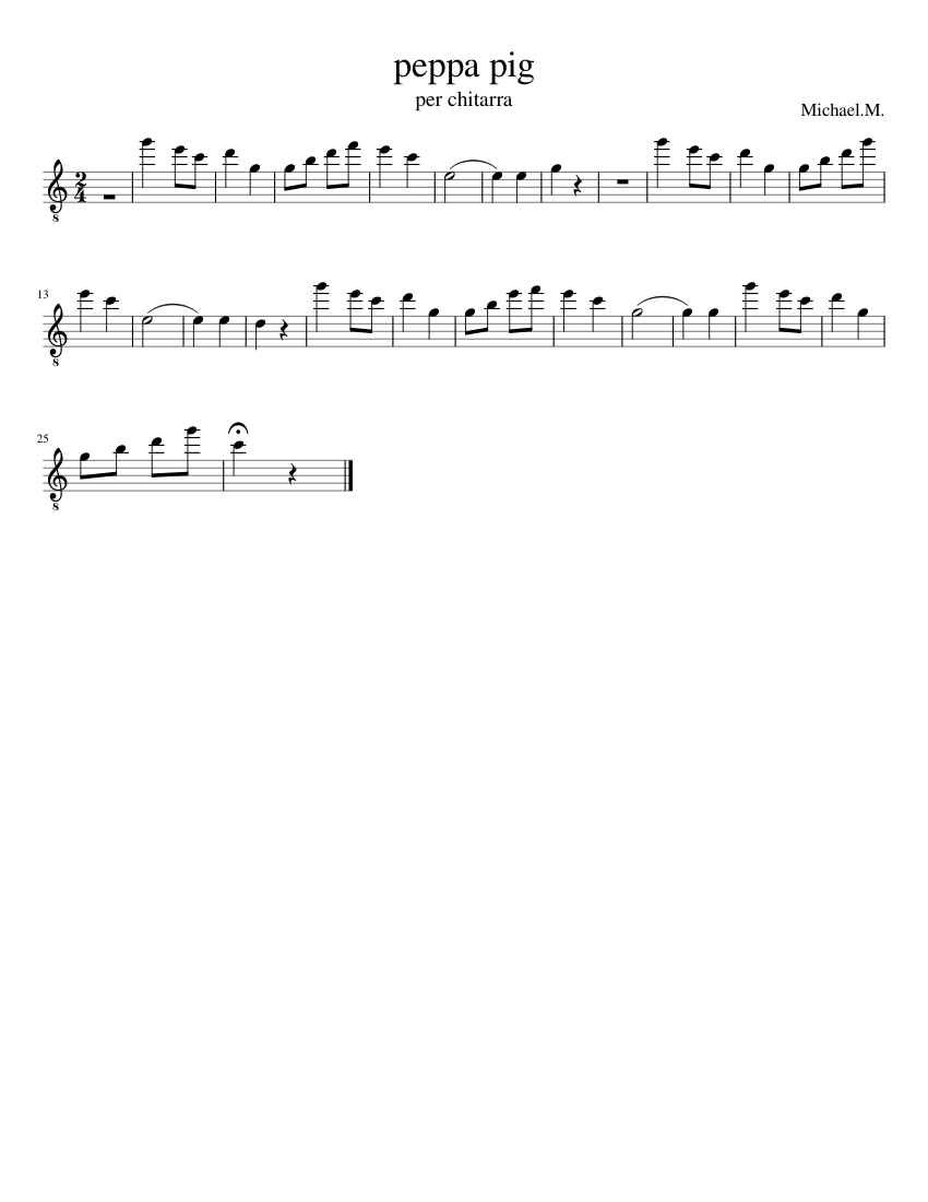 peppa pig Sheet music for Guitar (Solo) | Musescore.com