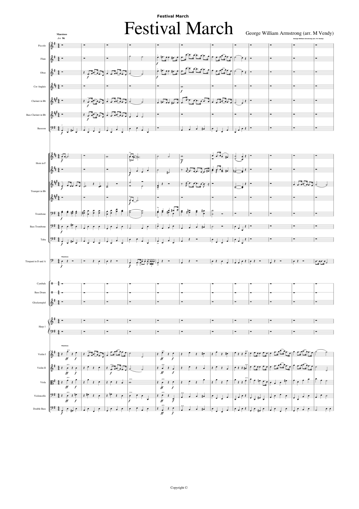 Festival March. George Wm. Armstrong (orchestration, 25.9.23). Sheet ...