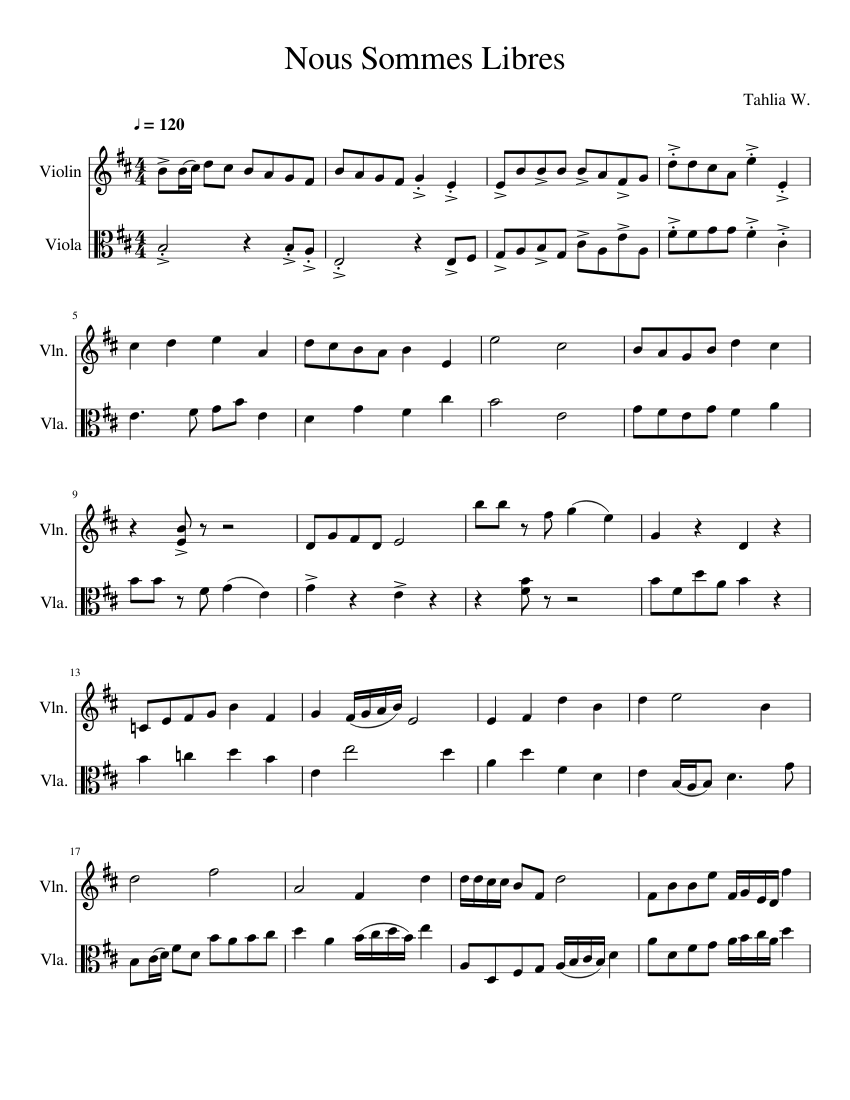 Nous Sommes Libres Sheet music for Piano, Violin, Viola (Mixed Trio ...