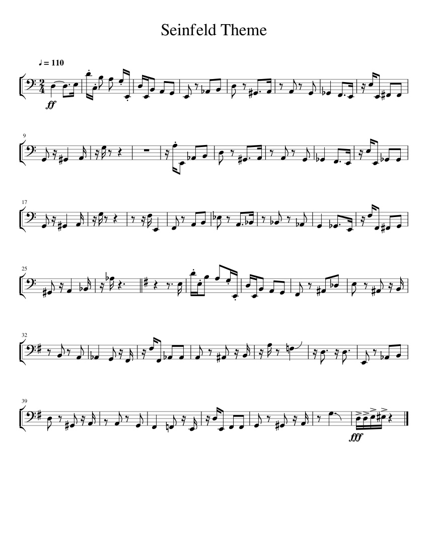 Seinfeld Theme Sheet Music for Bass guitar (Solo) | MuseScore.com