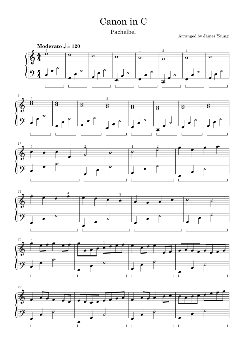 Canon in C - Piano Easy Version Sheet Music for Piano (Solo ...