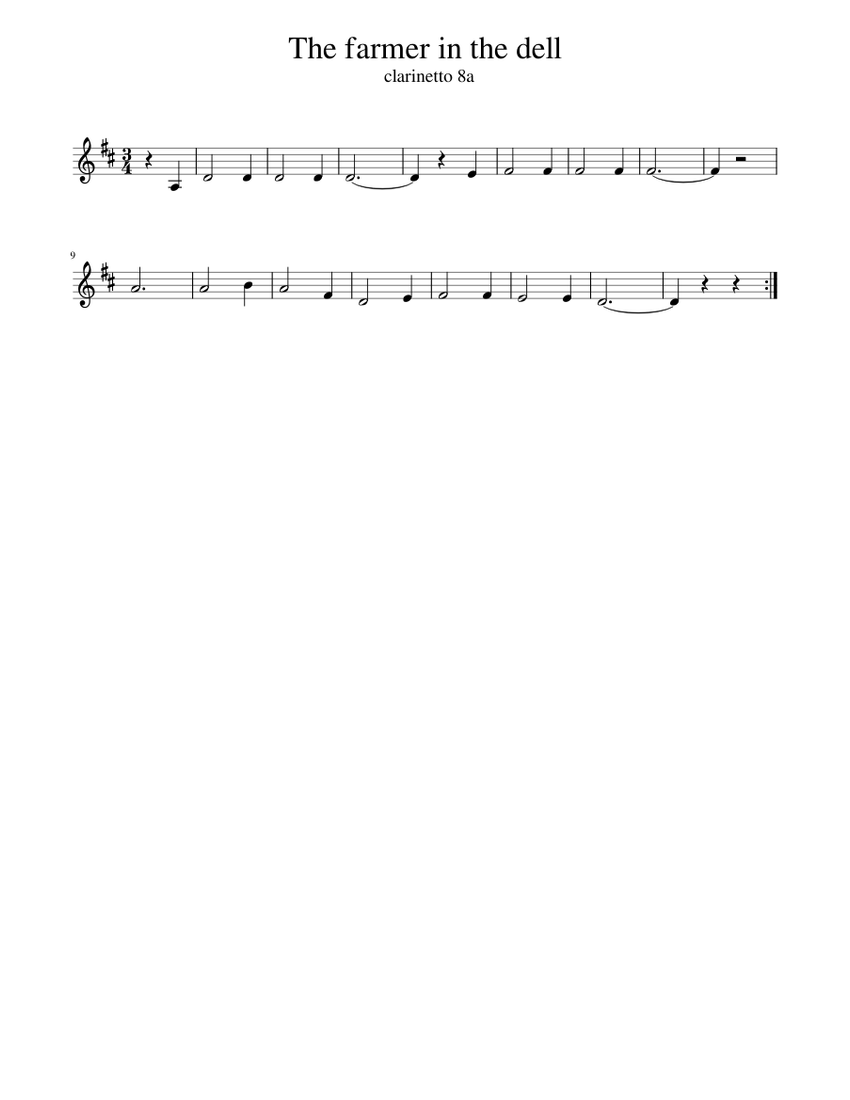 The farmer in the dell - clarinetto 8a Sheet music for Clarinet in b ...