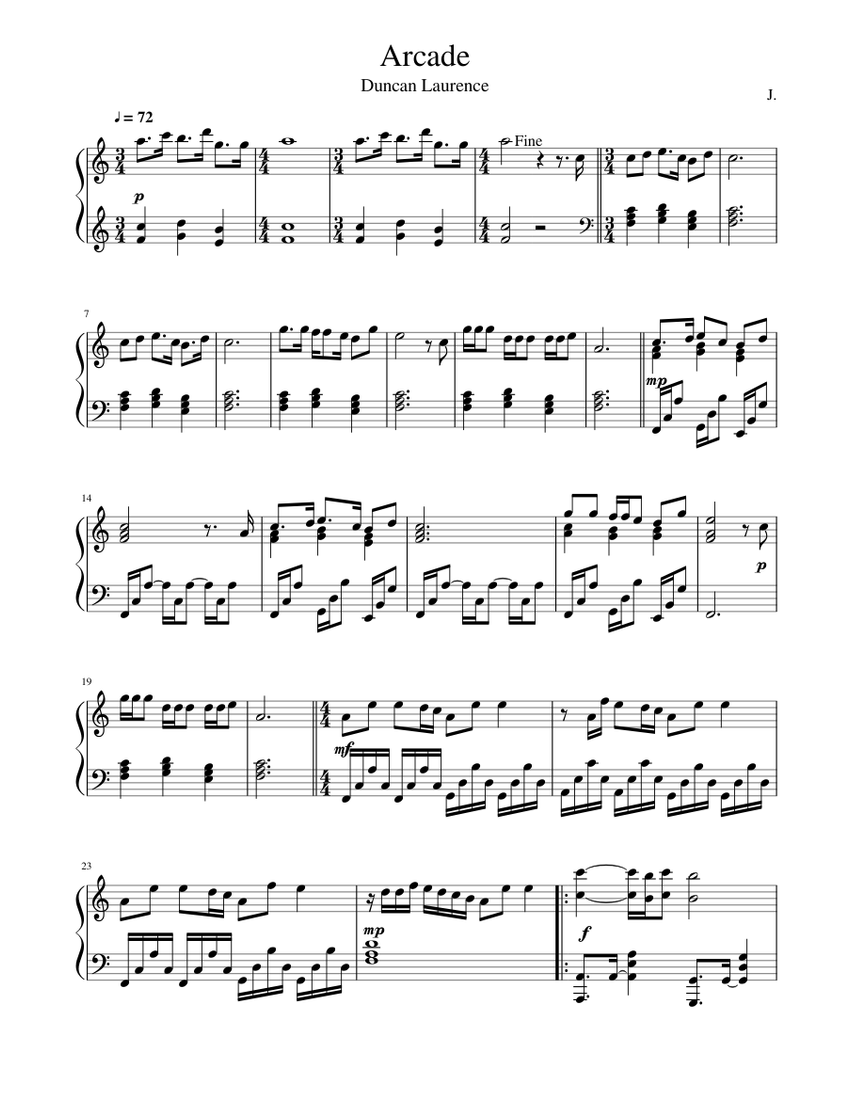 Arcade Sheet music for Piano (Solo) | Musescore.com