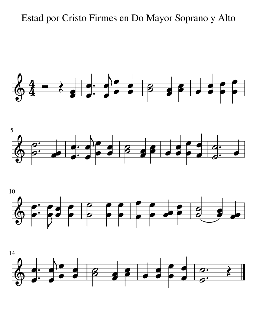 Estad por Cristo Firmes en Do Mayor Soprano y Alto Sheet music for Piano (Solo) Easy | Musescore.com