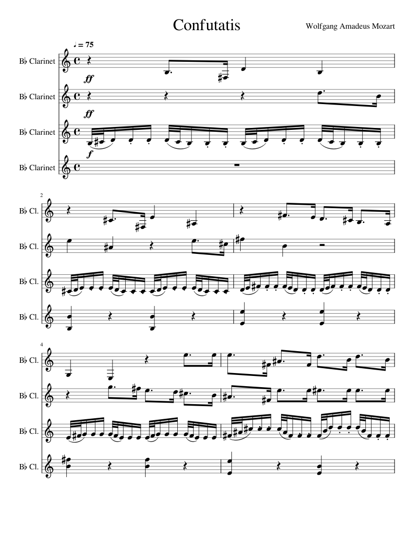 Confutatis Sheet music for Clarinet in b-flat (Woodwind Quartet ...