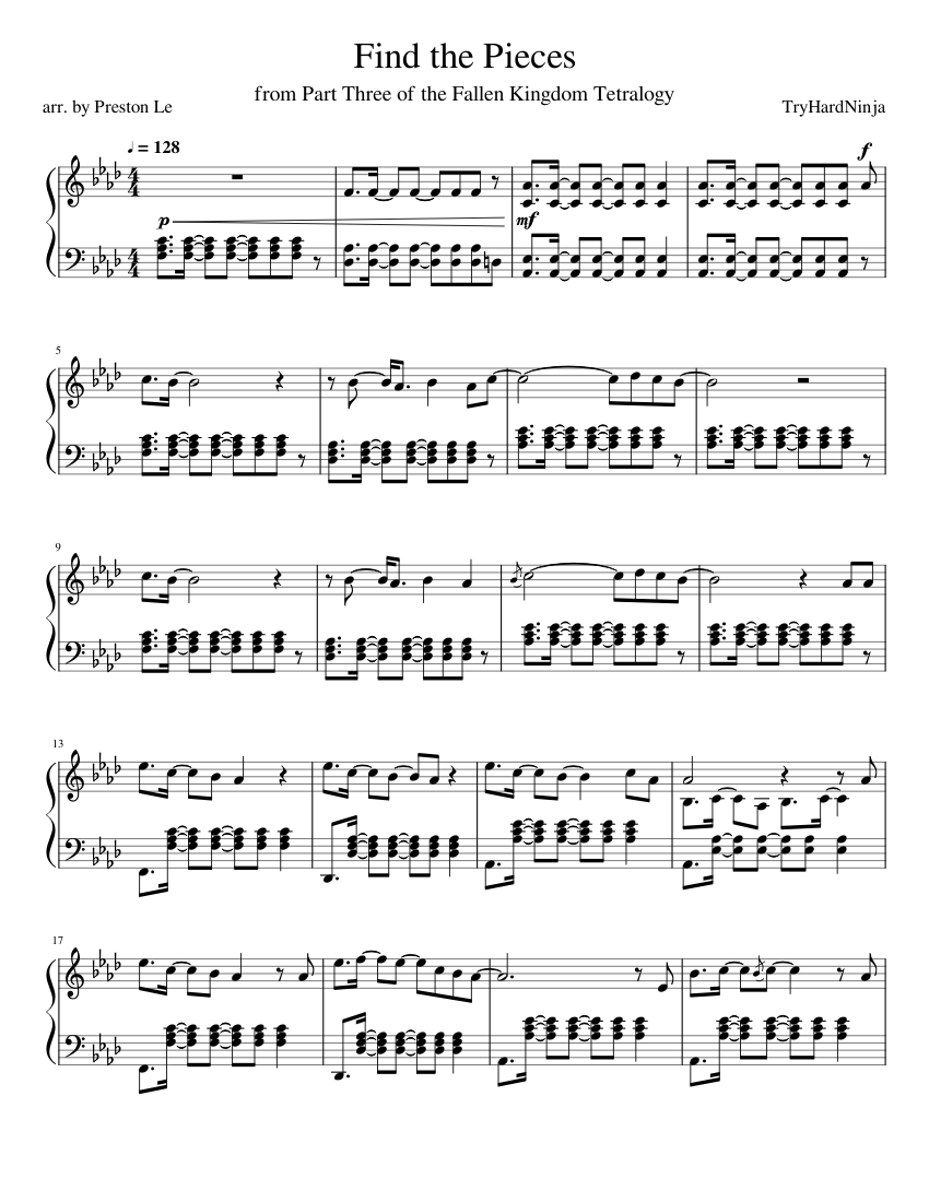 Find the Pieces - Fallen Kingdom (Minecraft) - Piano Solo Sheet music ...