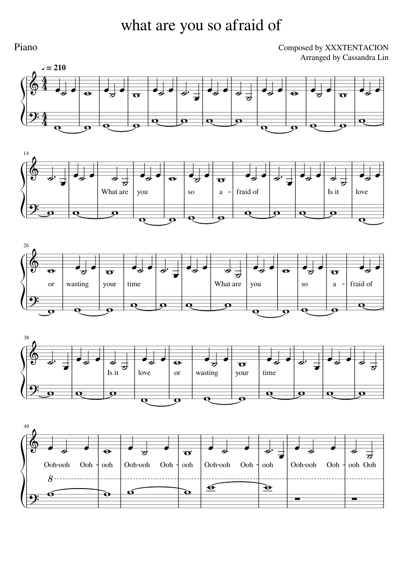 what are you so afraid of by XXXTENTACION Sheet music for Piano (Solo ...