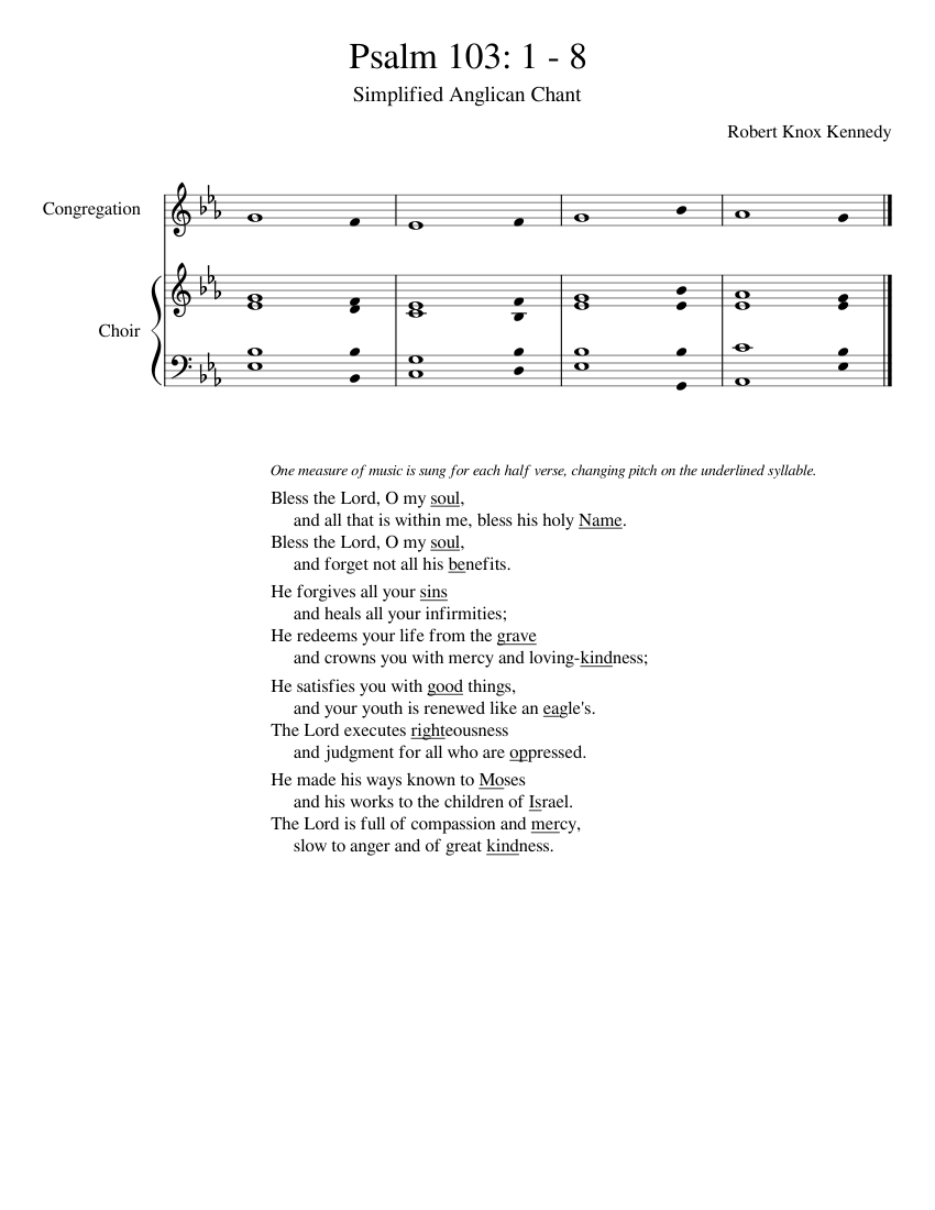 Ps103_Simplified Anglican Chant Sheet music for Organ, Vocals (Mixed ...