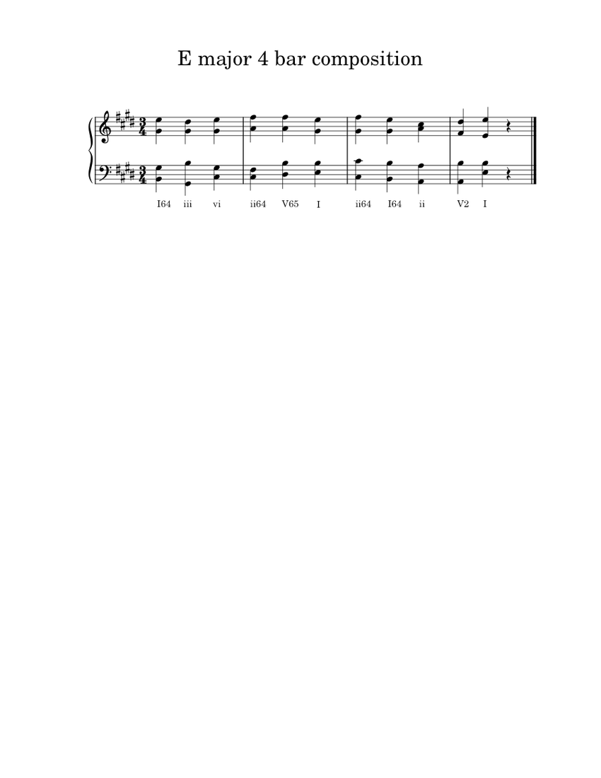 E major 4 bar composition Sheet music for Piano (Solo) | Musescore.com