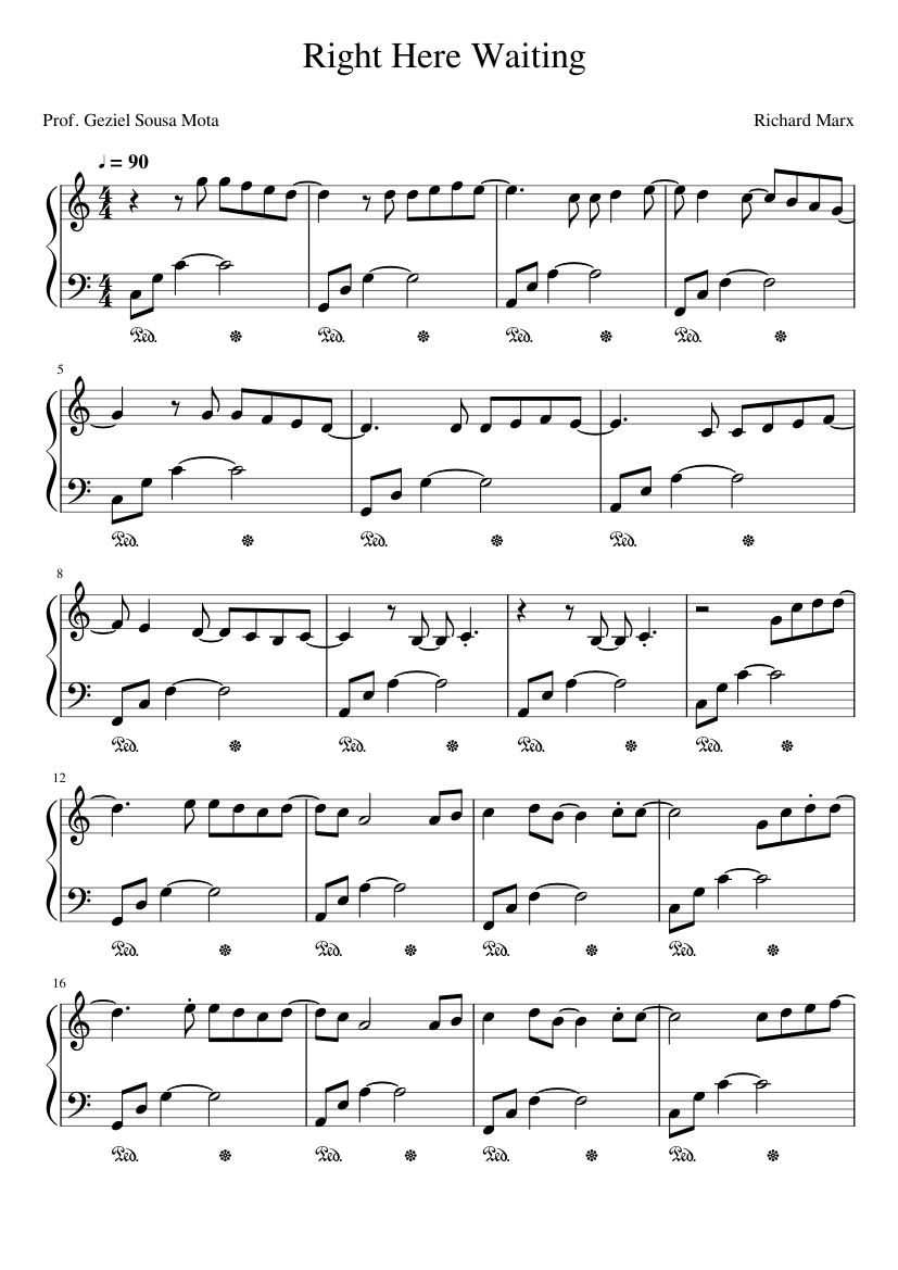 Right Here Waiting Sheet Music for Piano (Solo) Easy | MuseScore.com