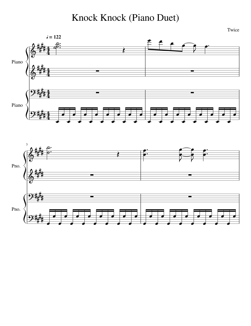 Knock Knock (Piano Duet) by Twice (트와이스) Sheet music for Piano (Piano Duo) | Musescore.com