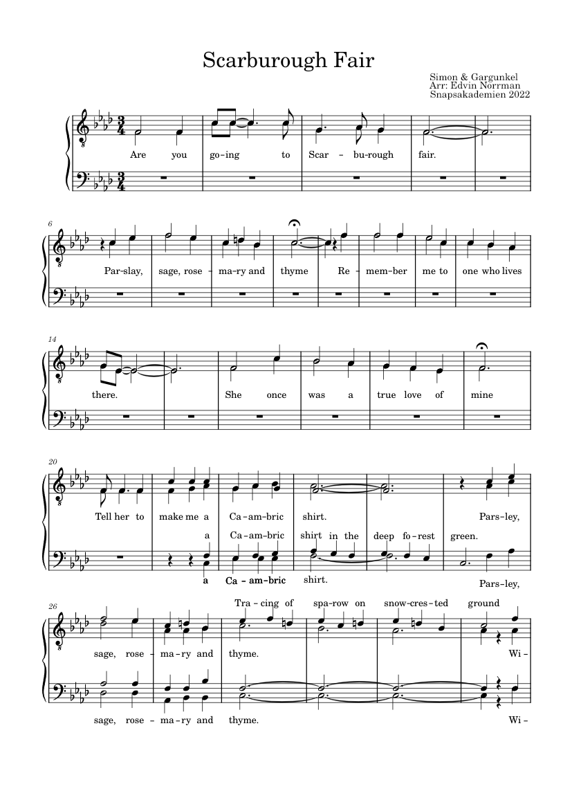 Scarborough fair – Simon & Garfunkel Sheet music for Piano (Men’s Choir ...