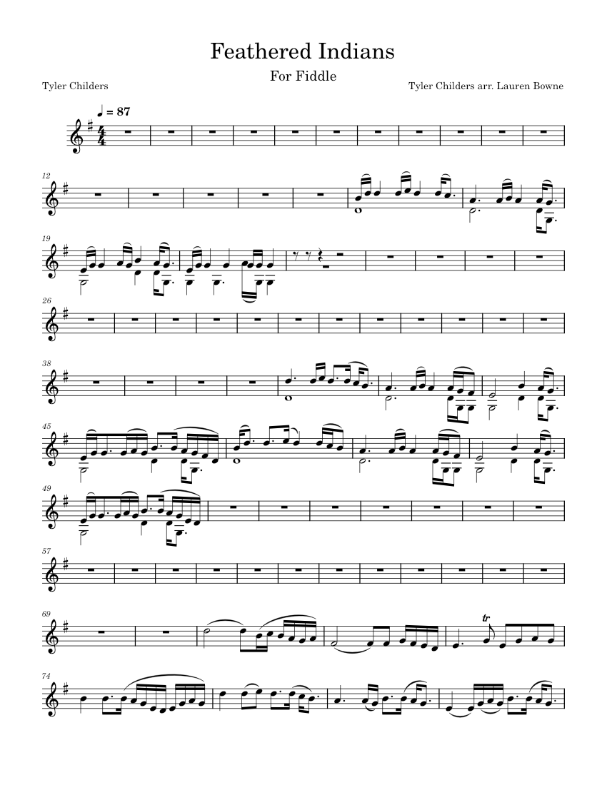 Feathered Indians Fiddle Solo Sheet music for Violin (Solo) | Musescore.com