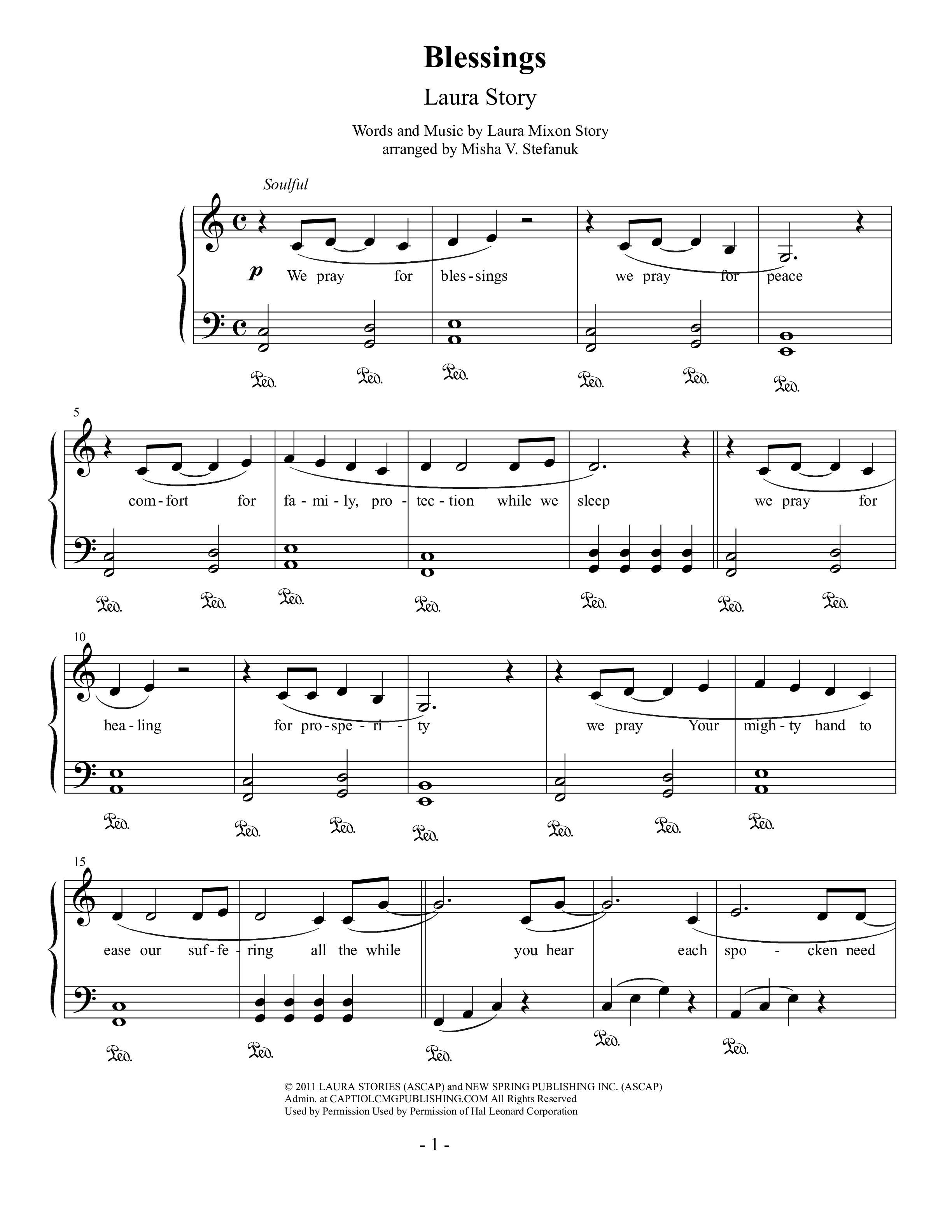 Play Official version of Blessings sheet music by Laura Story for Piano ...