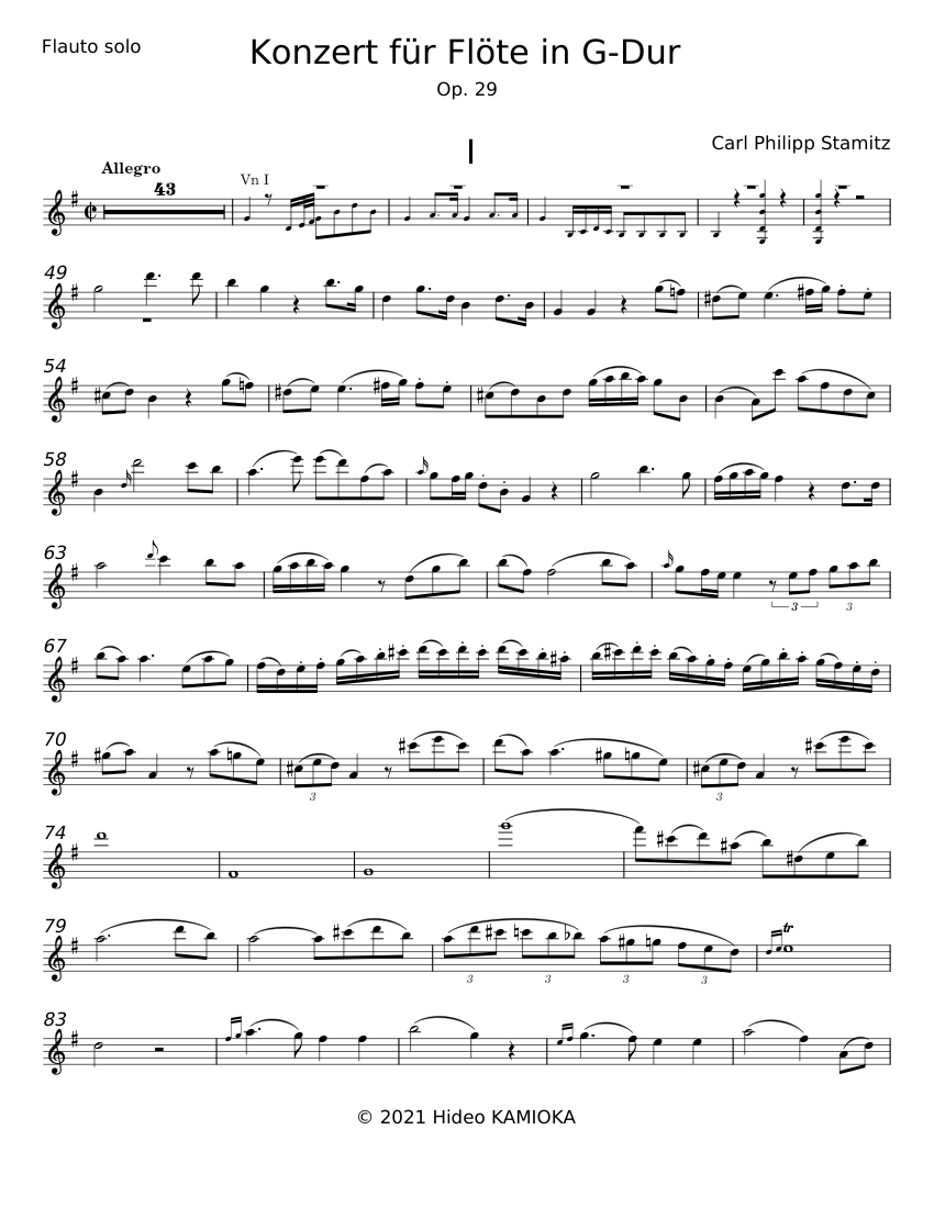Flute Concerto in G major, Op.29 - Carl Philipp Stamitz Sheet Music for ...