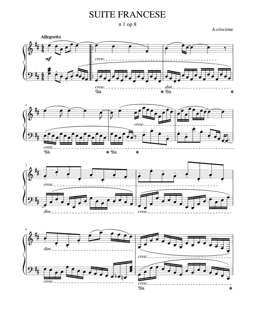 SUITE_FRANCESE Sheet music for Piano (Solo) | Musescore.com