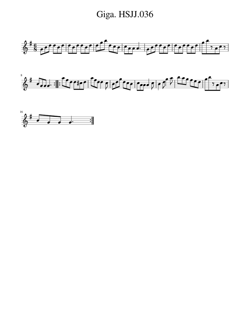 Giga. HSJJ.036 Sheet music for Piano (Solo) | Musescore.com