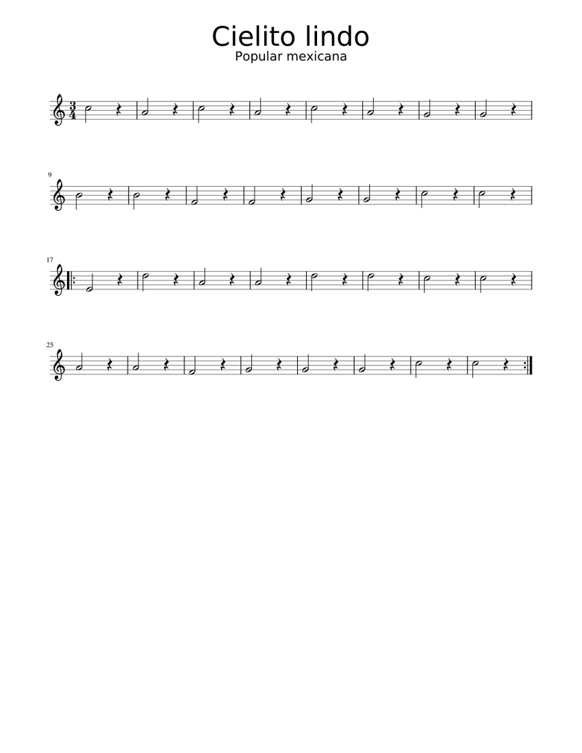 Cielito lindo Sheet music for Piano (Solo) | Musescore.com