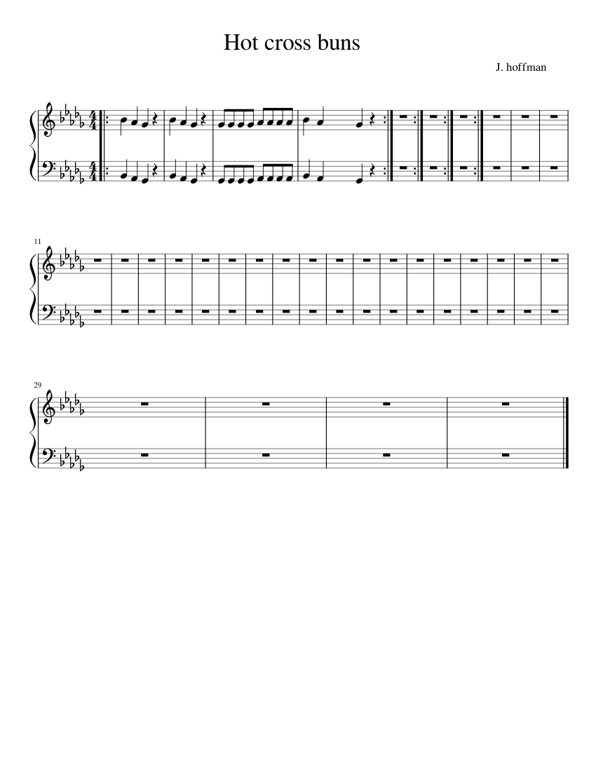 Hot cross buns Sheet music for Piano (Solo) | Musescore.com