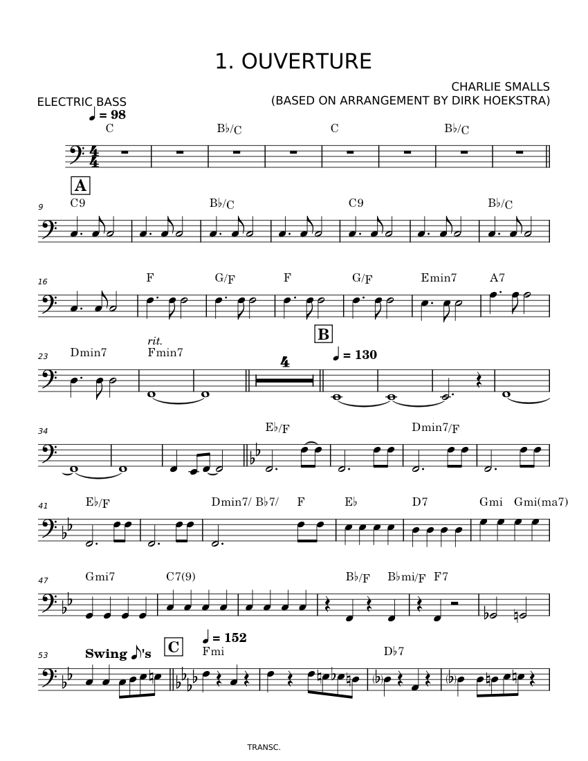 Overture (The Wiz) - Charlie Smalls Sheet music for Bass guitar (Solo ...