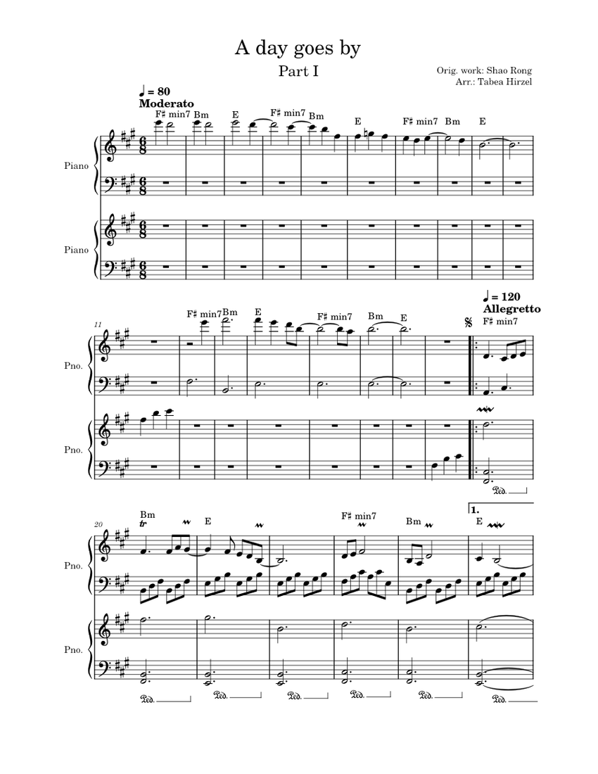 A Day Goes By – Shao Rong Sheet music for Piano (Piano Duo) | Musescore.com