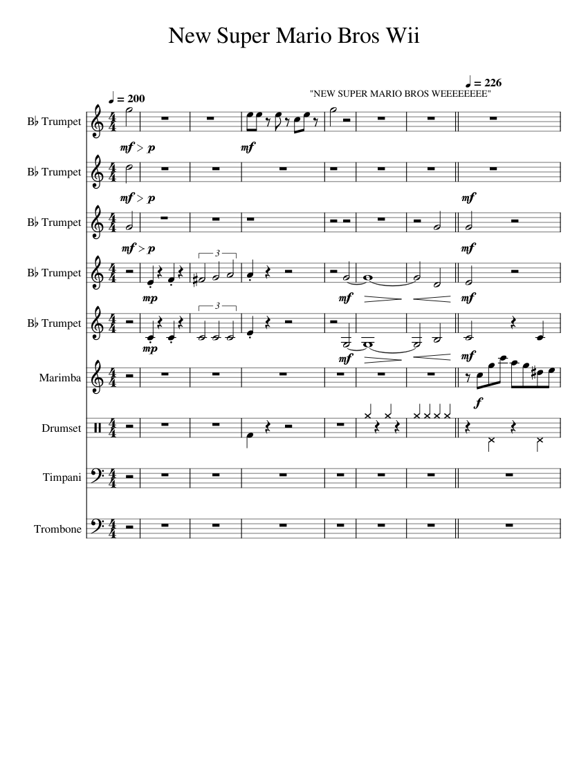New_Super_Mario_Bros Sheet music for Trombone, Trumpet in b-flat ...