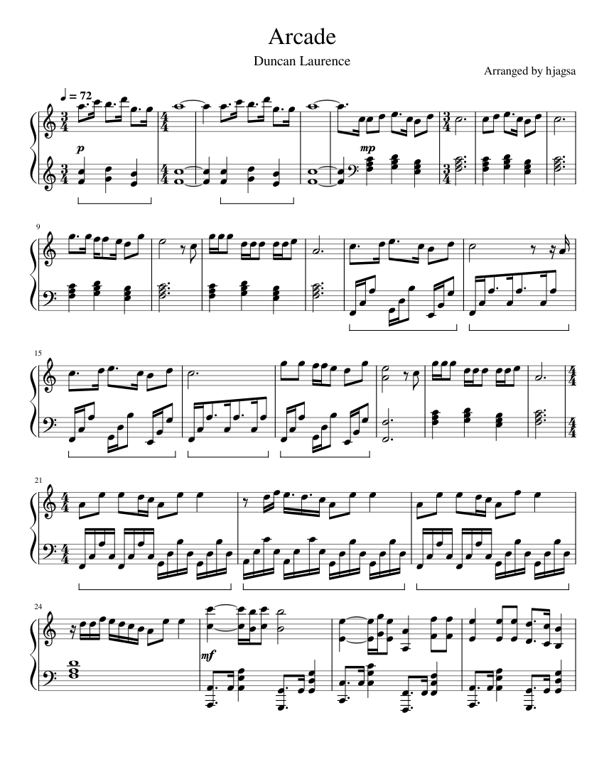 Arcade Sheet music for Piano (Solo) | Musescore.com