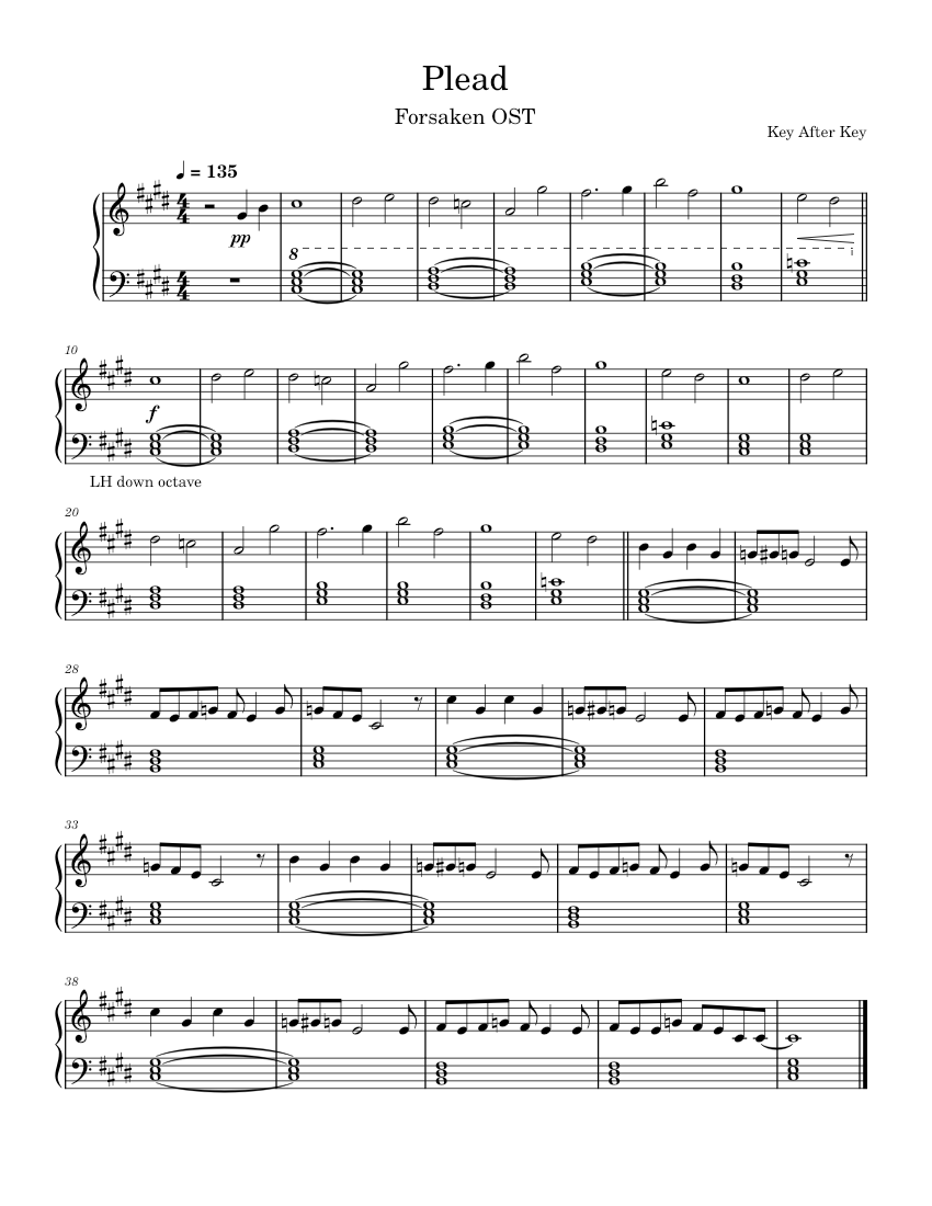Plead - Forsaken Sheet Music for Piano (Solo) Easy | MuseScore.com
