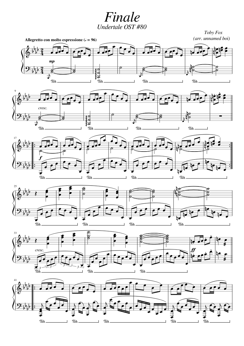 Undertale OST | Toby Fox - Finale | Piano solo Sheet Music for Piano ...