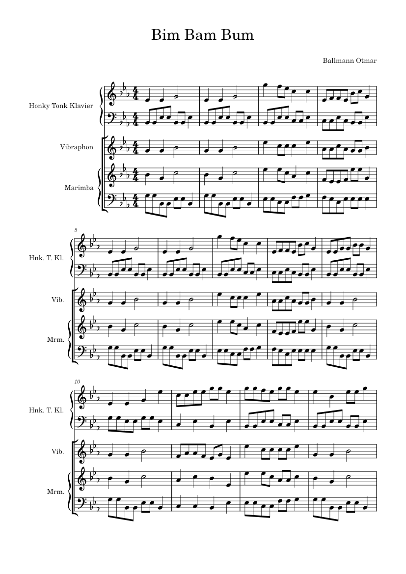 Bim Bam Bum Sheet music for Piano, Vibraphone, Marimba (Mixed Trio ...