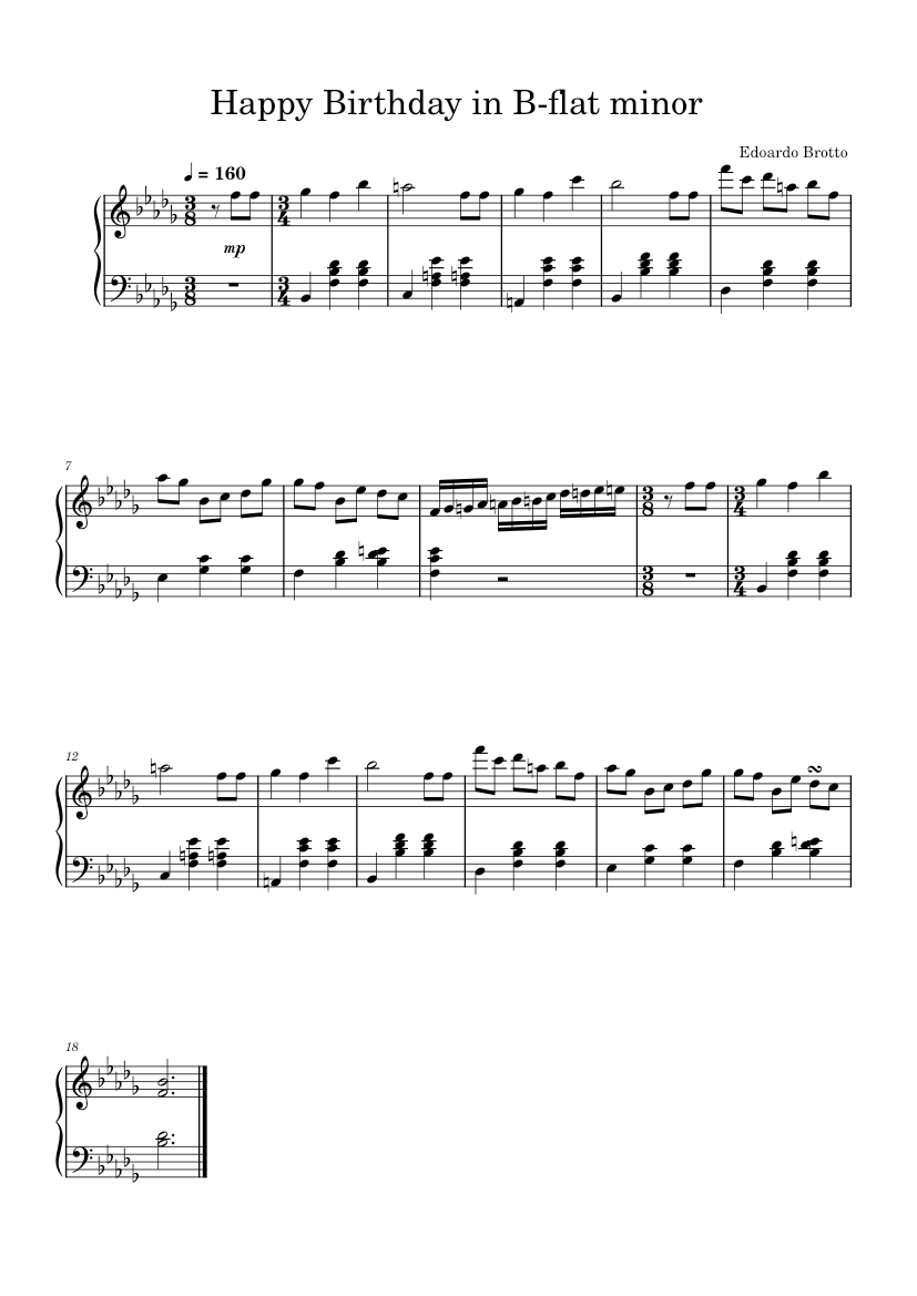 Happy Birthday in B-flat minor (Chopin waltz) – karinli Sheet Music for Piano (Solo) Easy ...