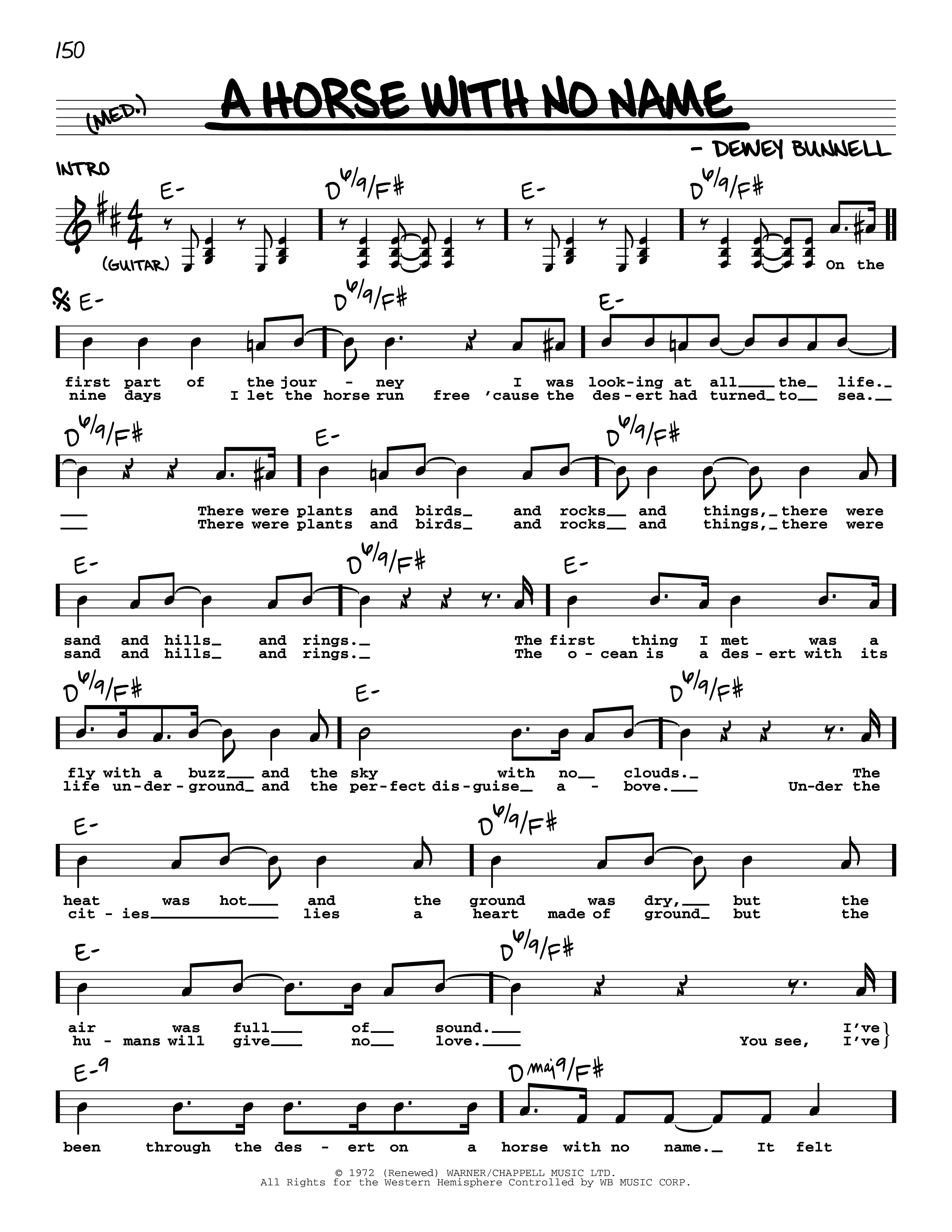 Play Official version of A horse with no name sheet music by America ...