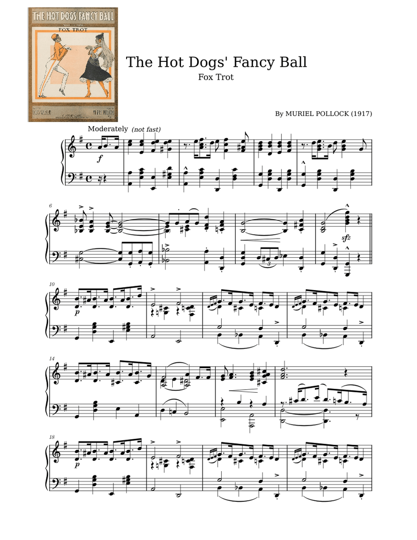 The Hot Dogs Fancy Ball by Muriel Pollock (1917) Sheet music for Piano ...