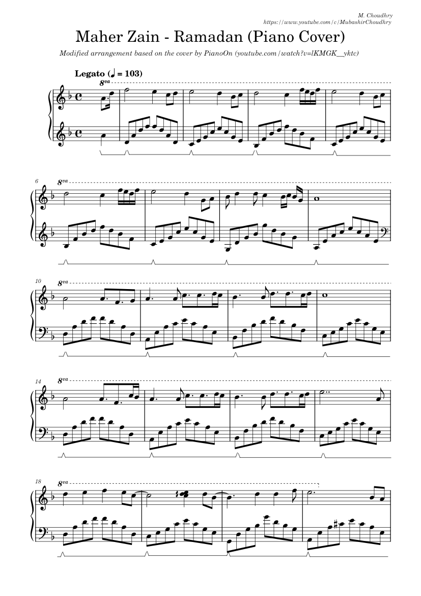 Ramadan – Maher Zain (Piano Solo) Sheet Music for Piano (Solo) Easy ...