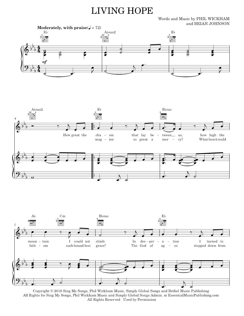 Play Official version of Living hope Sheet Music by Phil Wickham for ...