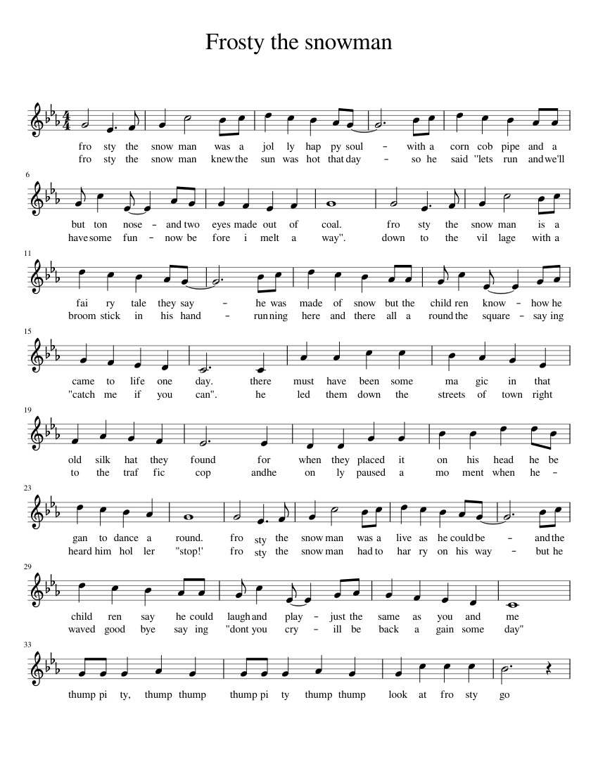 Frosty the snowman Sheet music for Piano (Solo) Easy | Musescore.com