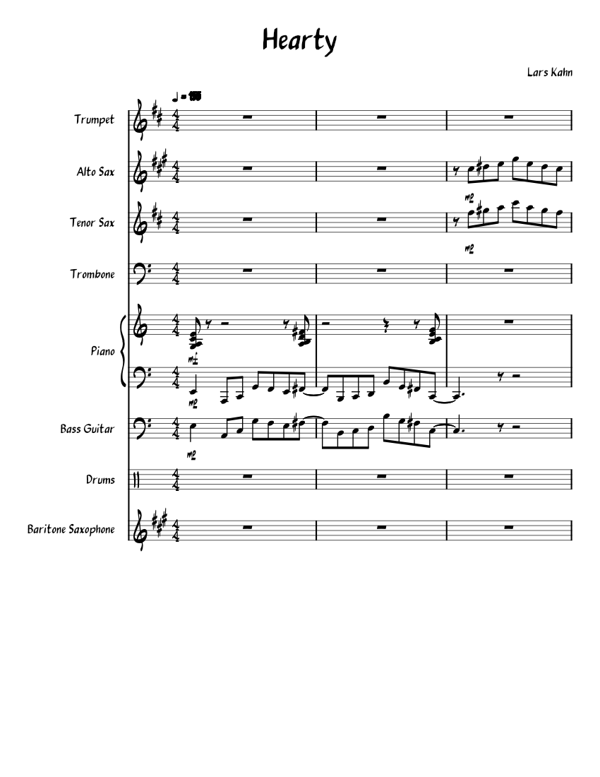Hearty Sheet music for Piano, Trombone, Saxophone alto, Saxophone tenor ...