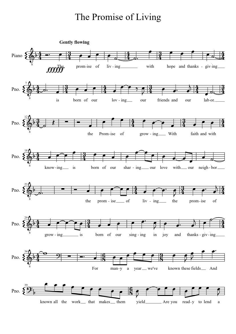 The Promise of Living Sheet Music for Piano (Solo) easy | MuseScore.com