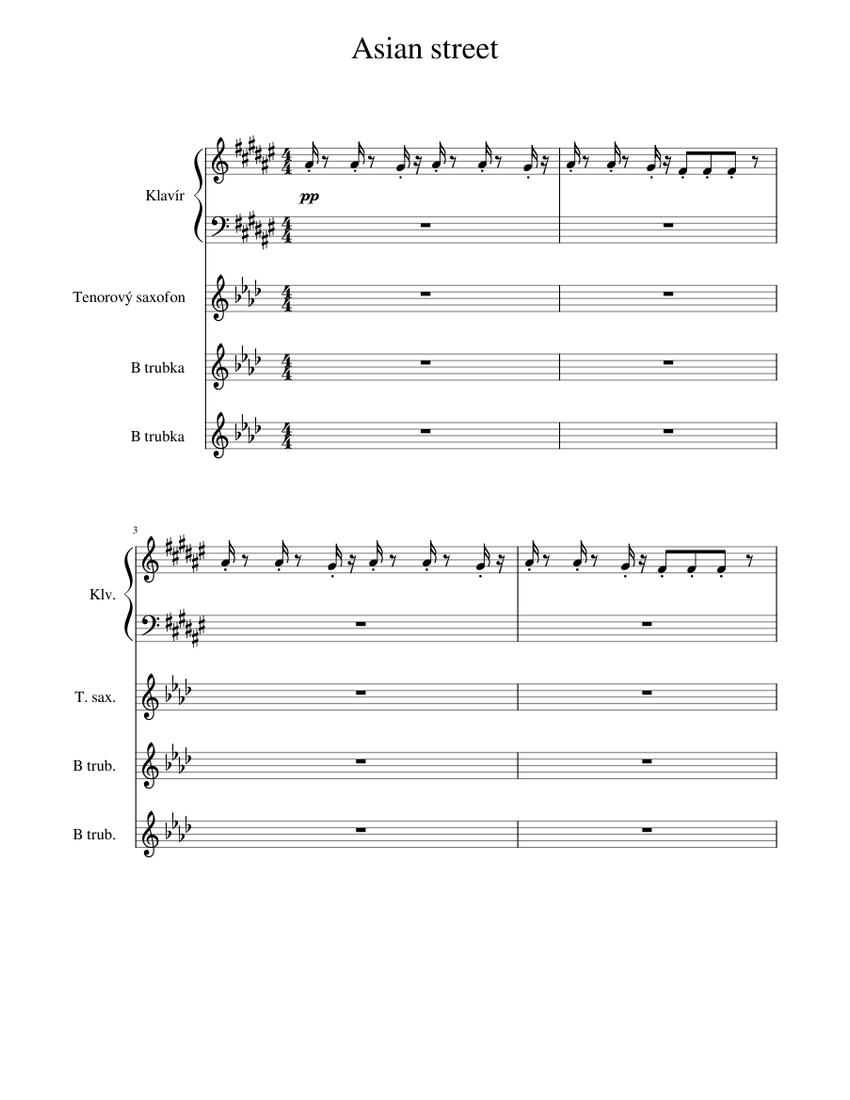 Asian street Sheet music for Piano, Saxophone tenor, Trumpet in b-flat ...