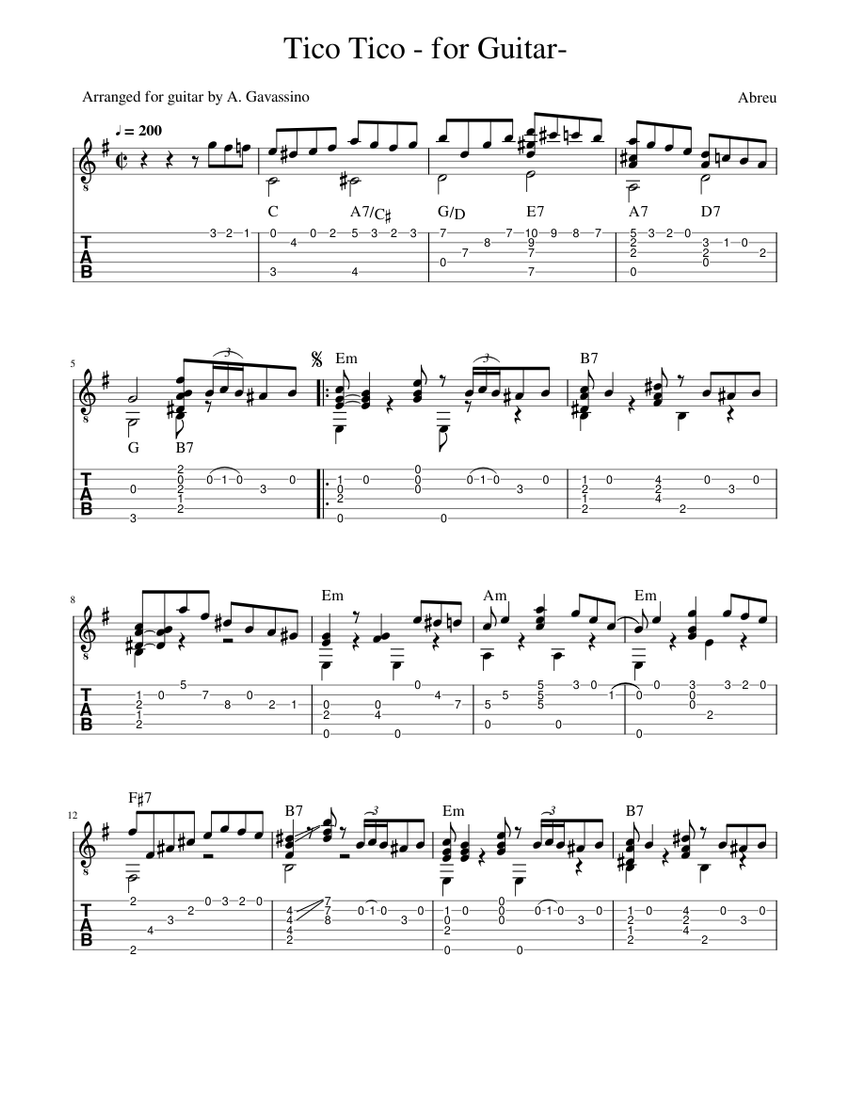 Tico Tico -for Guitar- Sheet music for Guitar (Solo) | Musescore.com