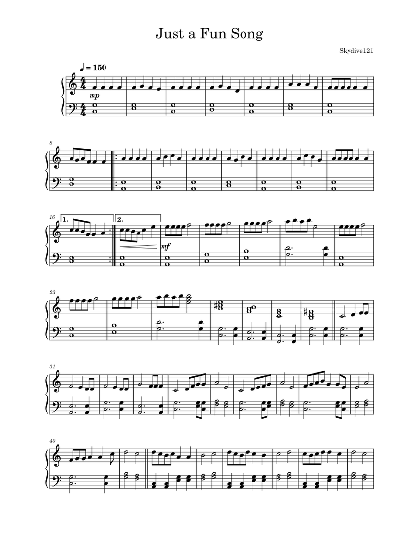 Just a Fun Song Sheet music for Piano (Solo) | Musescore.com