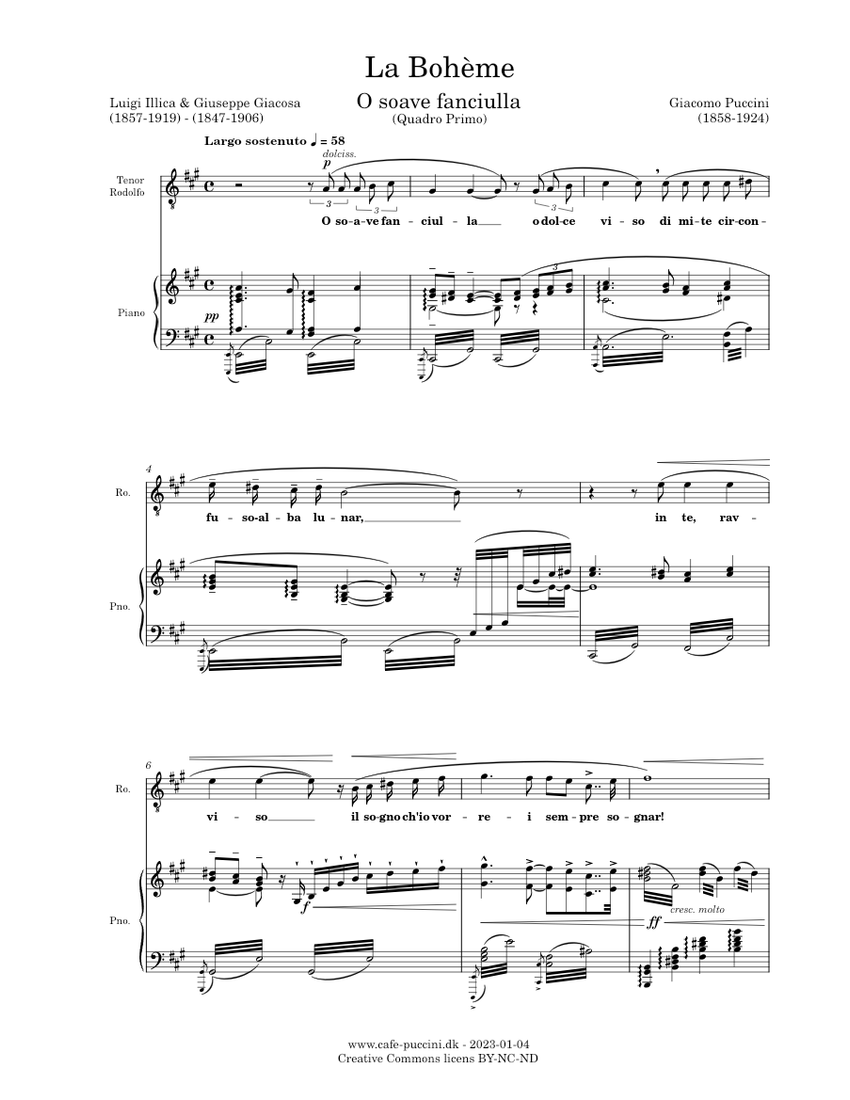 O soave fanciulla – Giacomo Puccini Sheet music for Piano, Soprano ...