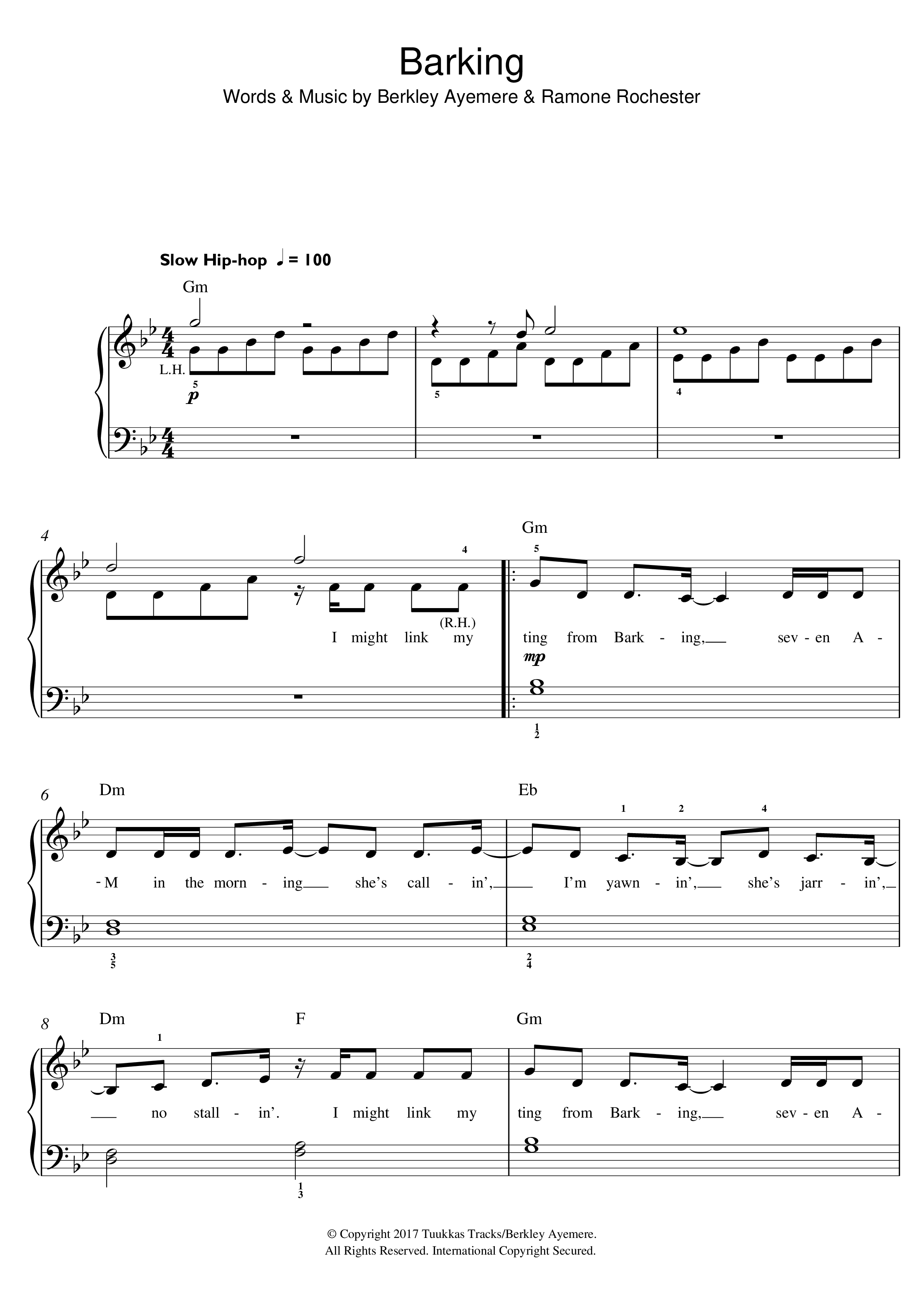 Play Official version of Barking sheet music by Ramz for Piano ...