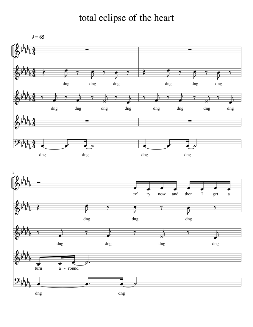 total eclipse of the heart Sheet music for Piano (Solo) Easy ...